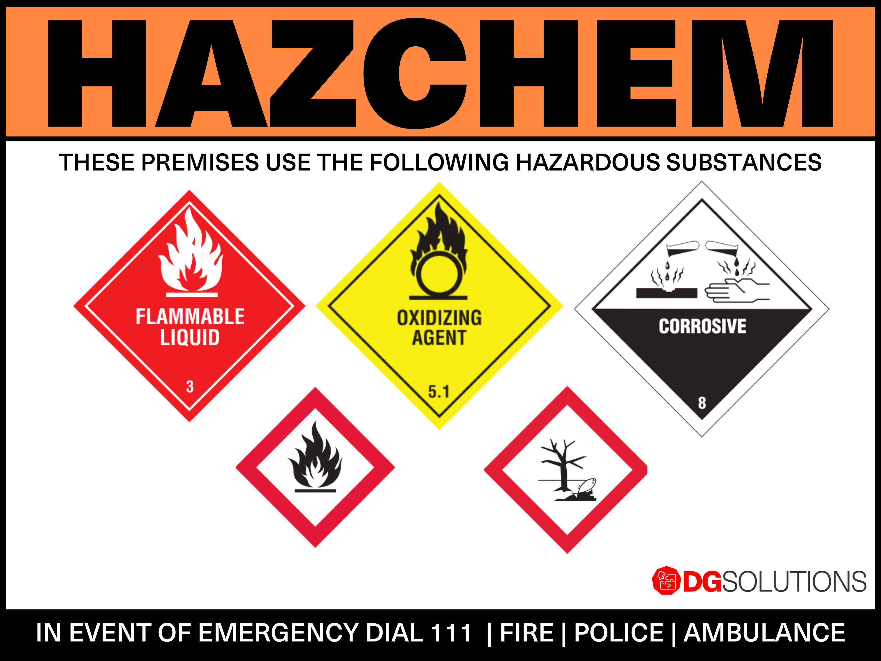 HAZCHEM Signs NZ | NZS 5433 & Site Safety Compliant – DG Solutions